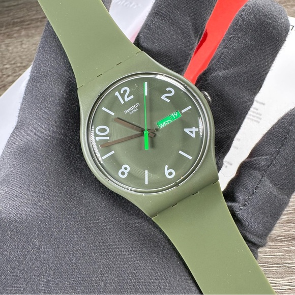 Swatch | Accessories | New Backup Green Green Dial Green Rubber Unisex ...